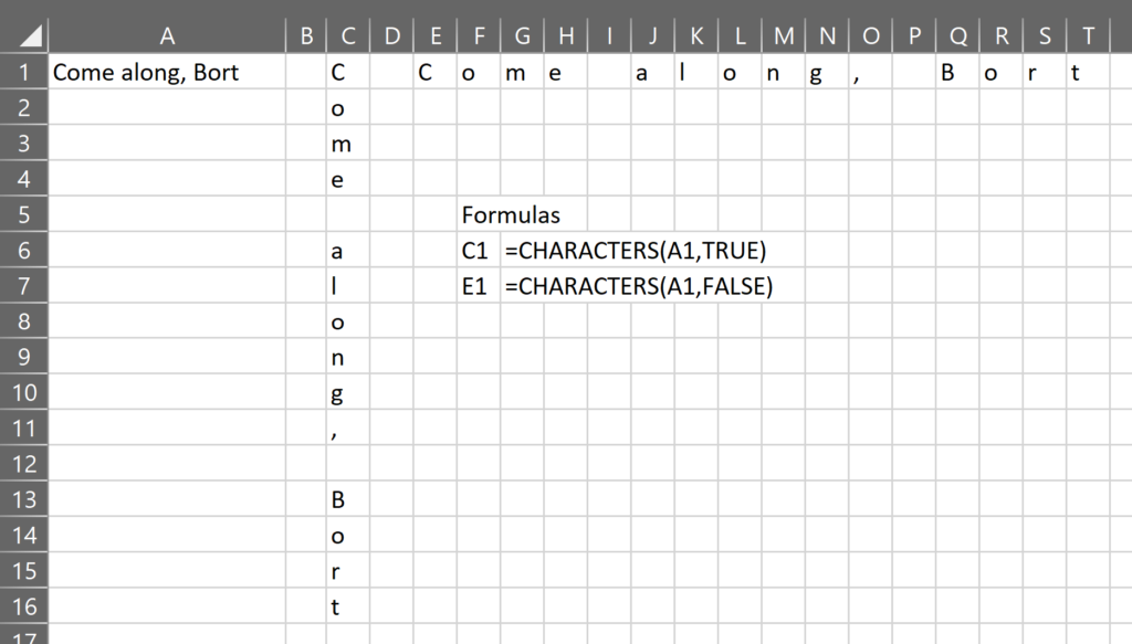 Split A String Into An Array Of Characters In Excel