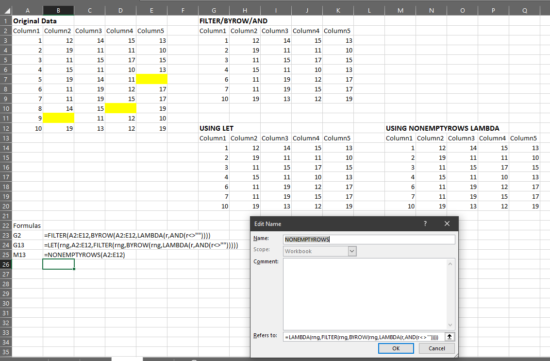 Excel Lambda Nonemptyrows Filter Out Rows With Empty Cells Flex Your