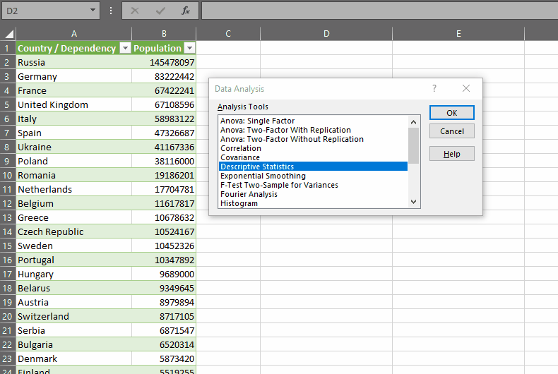 Get Descriptive Statistics In Excel Without Add in