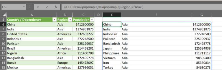 Use Excel’s FILTER function with dynamic lists of filters - flex your data