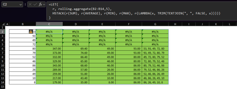 Excel LAMBDA: simplified rolling aggregate of any function - flex your data
